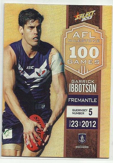 2013 AFL SELECT CHAMPIONS MILESTONE GAMEMG22 Garrick Ibbotson Fremantle ...