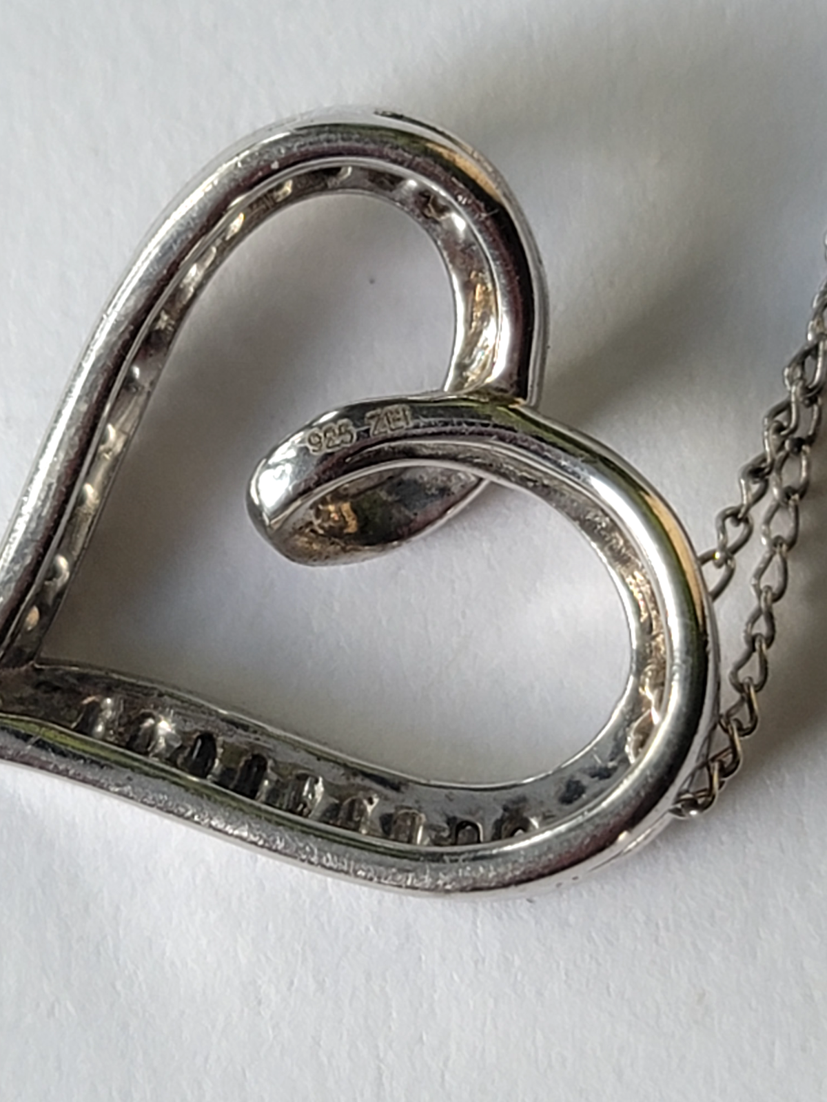 ZEI Sterling Silver Diamond Heart Shaped Pendand Necklace, 19 inch | eBay