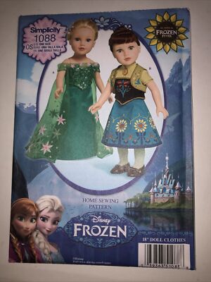 Simplicity 1088 Pattern Frozen Elsa Anna Clothes 18" Doll | eBay