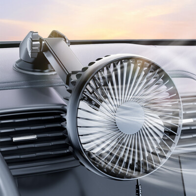 12V/24V Car Cooling Fan USB Suction Cup Car Dashboard Fan 3 Speeds Mini ...