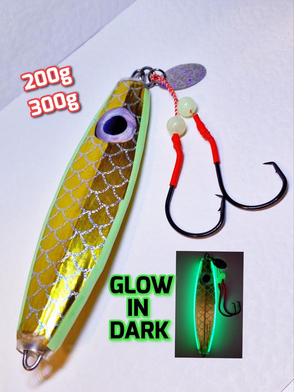 NORWAY Wreck Fishing Slow Jig 100g 200g 300g PIRK GLOW Deep Sea Flutter ...