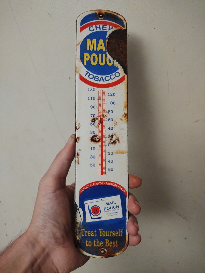 Vintage Mail Pouch Porcelain Sign Tobacco Smoke Chew Cigarettes Cigar ...