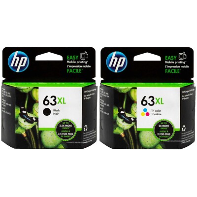 HP 63XL 2-pack Black/Tri-color Original Ink Cartridges Genuine HP | eBay