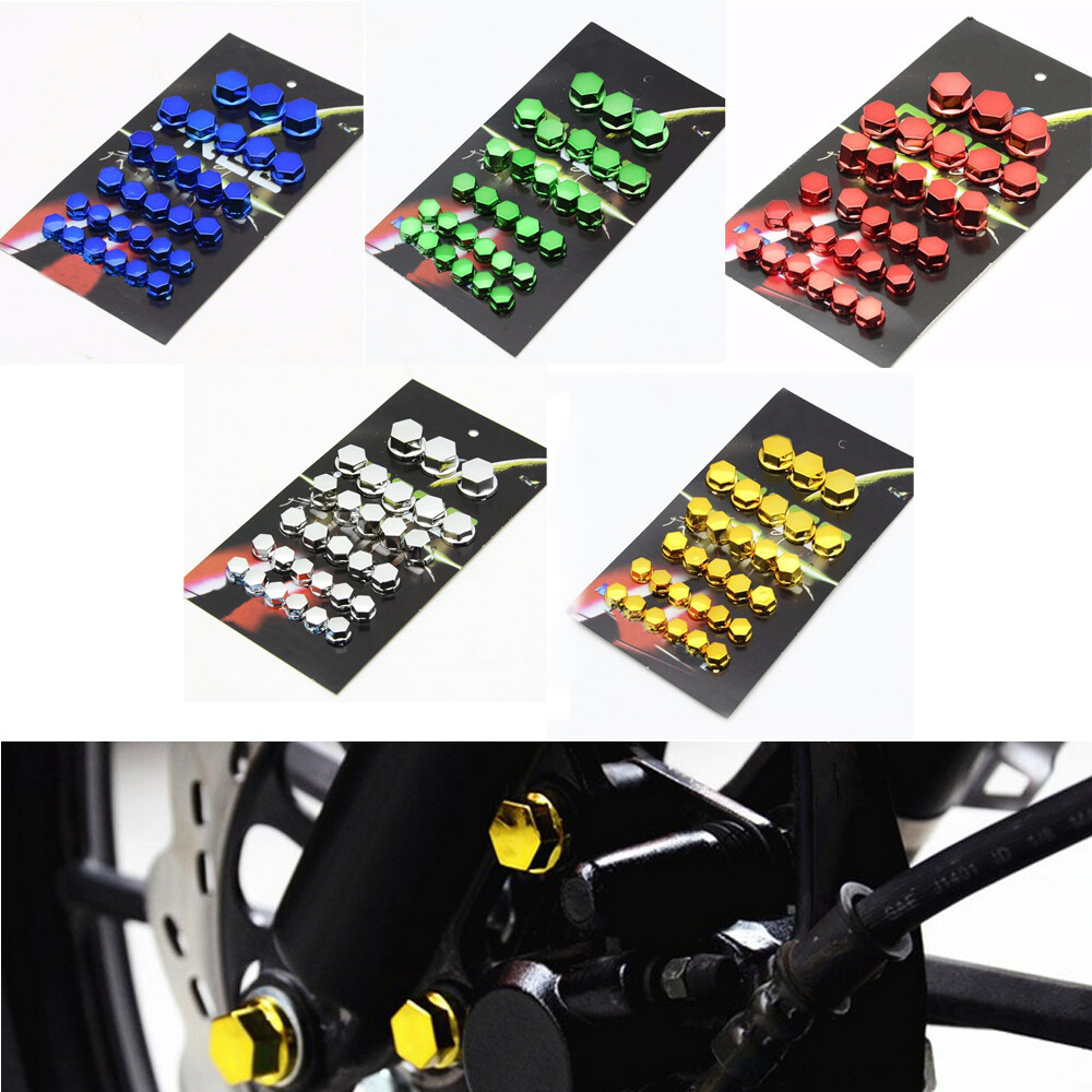 30pcs Motorcycle Screw Nut Bolt Caps Cover For Kawasaki Yamaha Honda ...