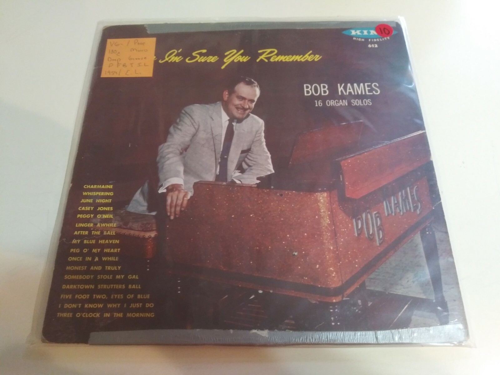 Bob Kames Songs I'm Sure You Remember VG- Original 180g Mono King ...
