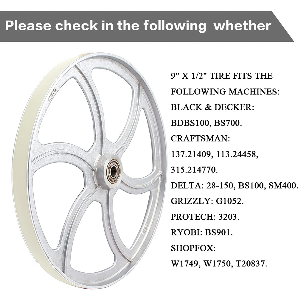 2PCS 9" Urethane BandSaw Tire for Delta 28-150, BS100, SM400, Grizzly ...