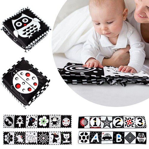 Early Education Sensory Black and White High Contrast Soft Book Baby ...