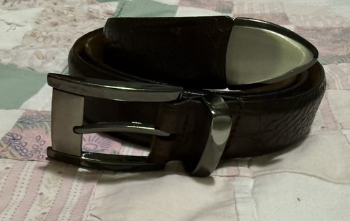 Tulliani Italian Calfskin Mens 38 Brown Alligator Embossed Leather Belt ...