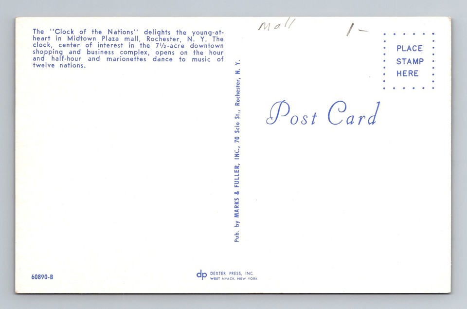 Rochester NY-New York The Clock Of Nations Midtown Plaza Mall Vintage ...