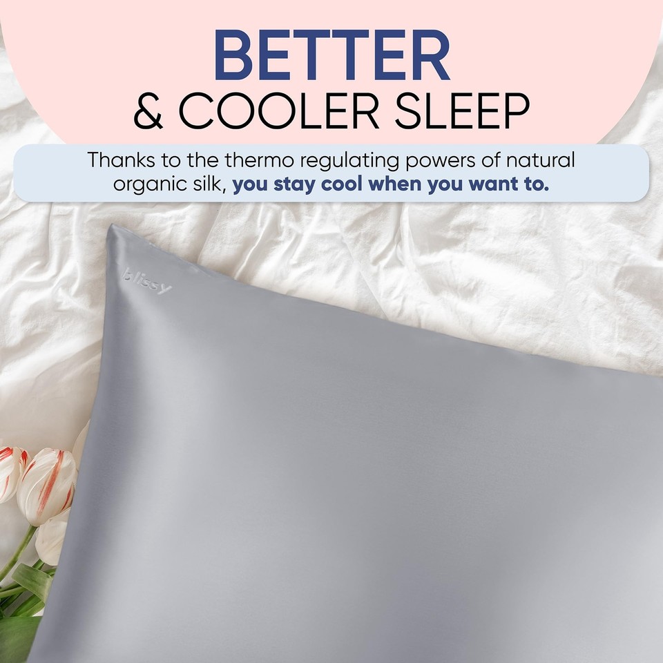 Blissy Silk Pillowcase - 100% Pure Mulberry Silk - 22 Momme 6A High ...