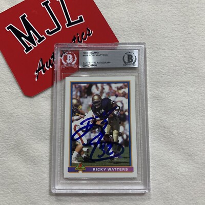 RICKY WATTERS SIGNED AUTOGRAPHED 1991 BOWMAN #489 ROOKIE TRADING CARD ...