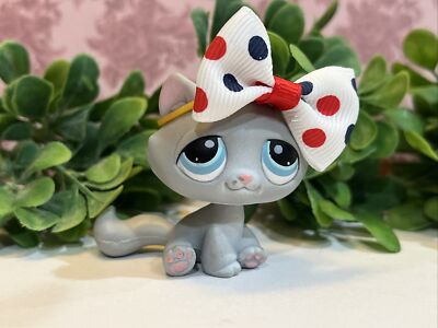 Littlest Pet Shop 177 LPS Authentic Gray Grey Tabby Cat Blue Eyes Kitty ...