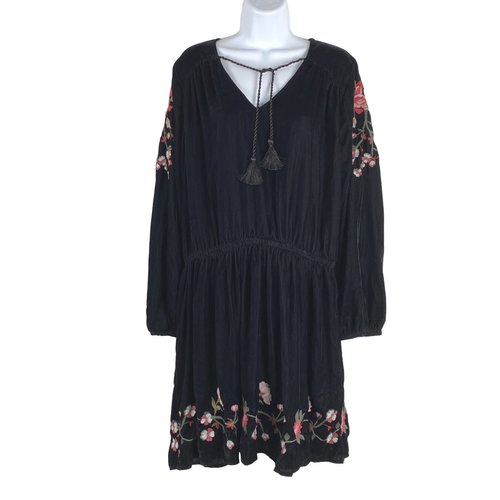 Ana Mini Dress 2XL Velvet Embroidered Floral Boho Dark Fairy Goth NWT ...