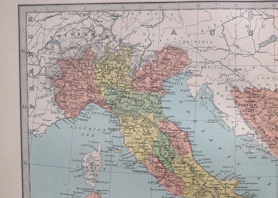 1871 Landkarte Italien Türkei IN Europa Greece Sardinien Sicily Rumili ...