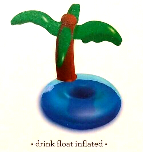 NWT 2-Pk Inflatable Drink Floats Holder Tropical Palm Tree Island Pool ...