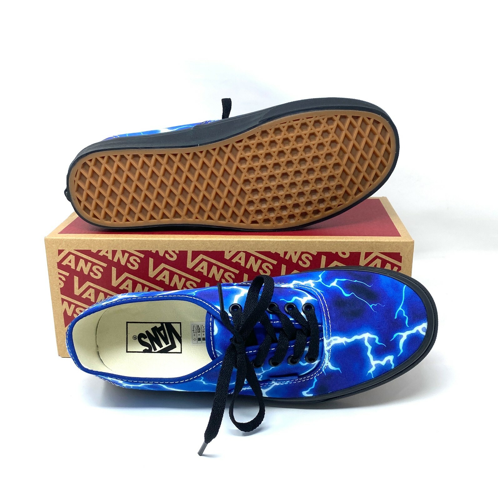 VANS Authentic Lightning Blue Canvas Lase Up Low Sneakers Men's Size ...