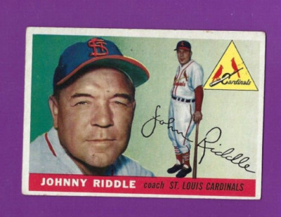 1955 Topps baseball card #98 Johnny Riddle St. Louis Cardinals writing ...