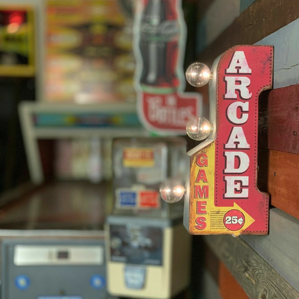 Arcade Games Arrow Double Sided LED Sign, Game Room Man Cave Pinball ...
