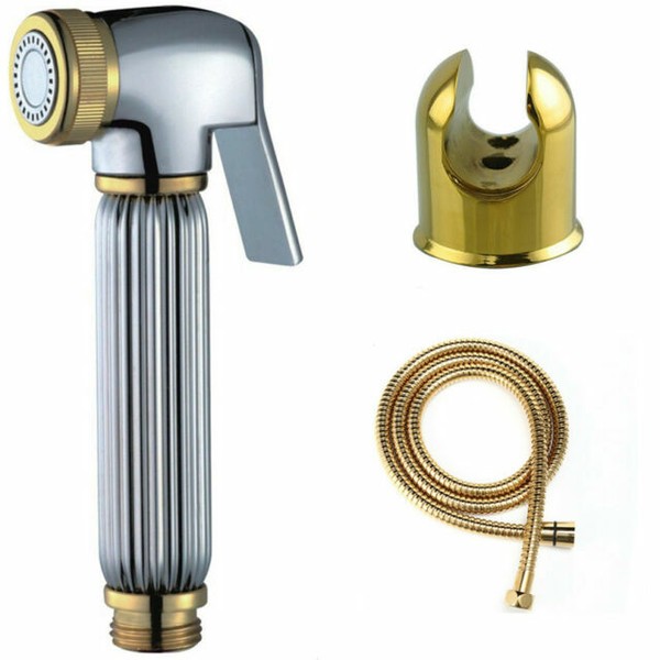 Luxury Golden Brass Hand Held Bidet Shattaf Kit Sprayer Douche Set ...