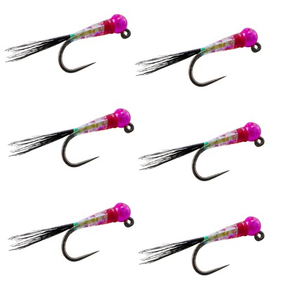6 Pc - Size #16 Pink Pearl Perdigon Tungsten Bead Euro Nymph Fly ...