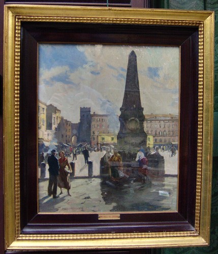 DIPINTO NAPOLI PIAZZA MERCATO - OLIO MICHELE DE SIMONE (Barletta 1893 ...