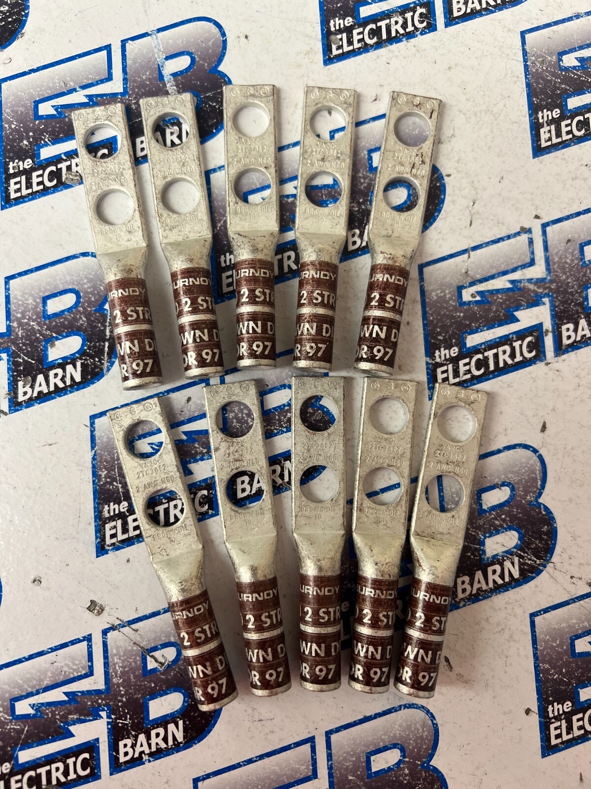 BURNDY YA2C-2TC3852, (1) LOT OF (10) CU COMP LUG, 2 Hole, 2/0 AWG - NEW ...
