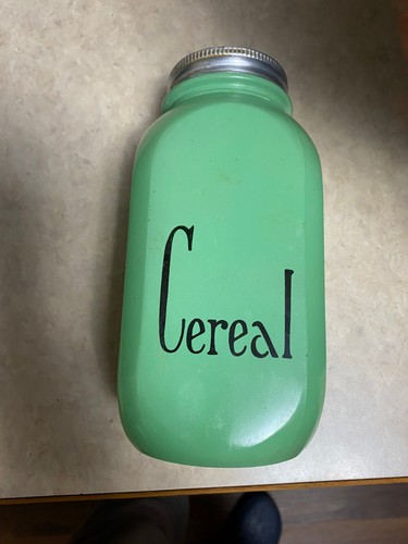 ANCHOR HOCKING FIRE ON PAINTED COLOR GREEN CEREAL KITCHEN CANISTER | eBay