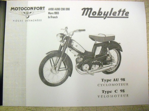 Mobylette/Moped/AV98/AU98/C98/D98/In French/ Parts Book With Exploded ...