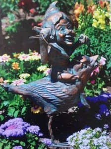 Pixie on Bird Garden Statue Ornament Figurine resin bronze effect | eBay