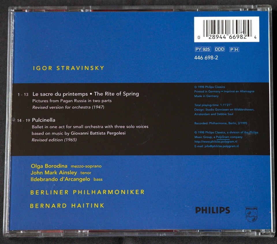 Stravinsky Rite of Spring + Pulcinella BPO Haitink | eBay