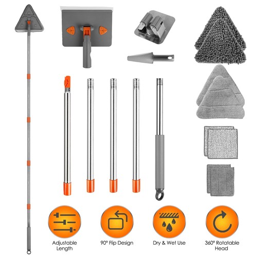 Wall Cleaner Triangle Mop with 79'' Long Handle, Cleaning Washer Tool ...