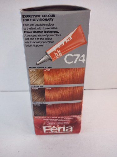 L'Oreal Paris Feria Shimmering Permanent Hair Dye Color C74 Copper ...