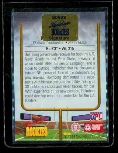 1994 SIGNATURE ROOKIES AUTOGRAPH Football Card ROB HOLMBERG Nit Lions ...