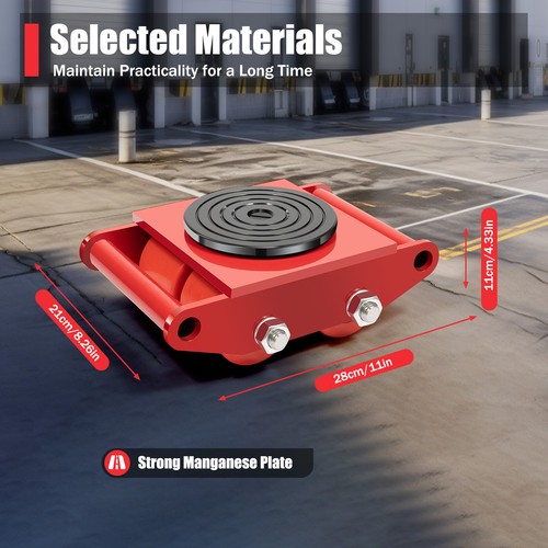 6 Ton 360° Dolly Skate Machinery Roller Mover Cargo Trolley Casters ...