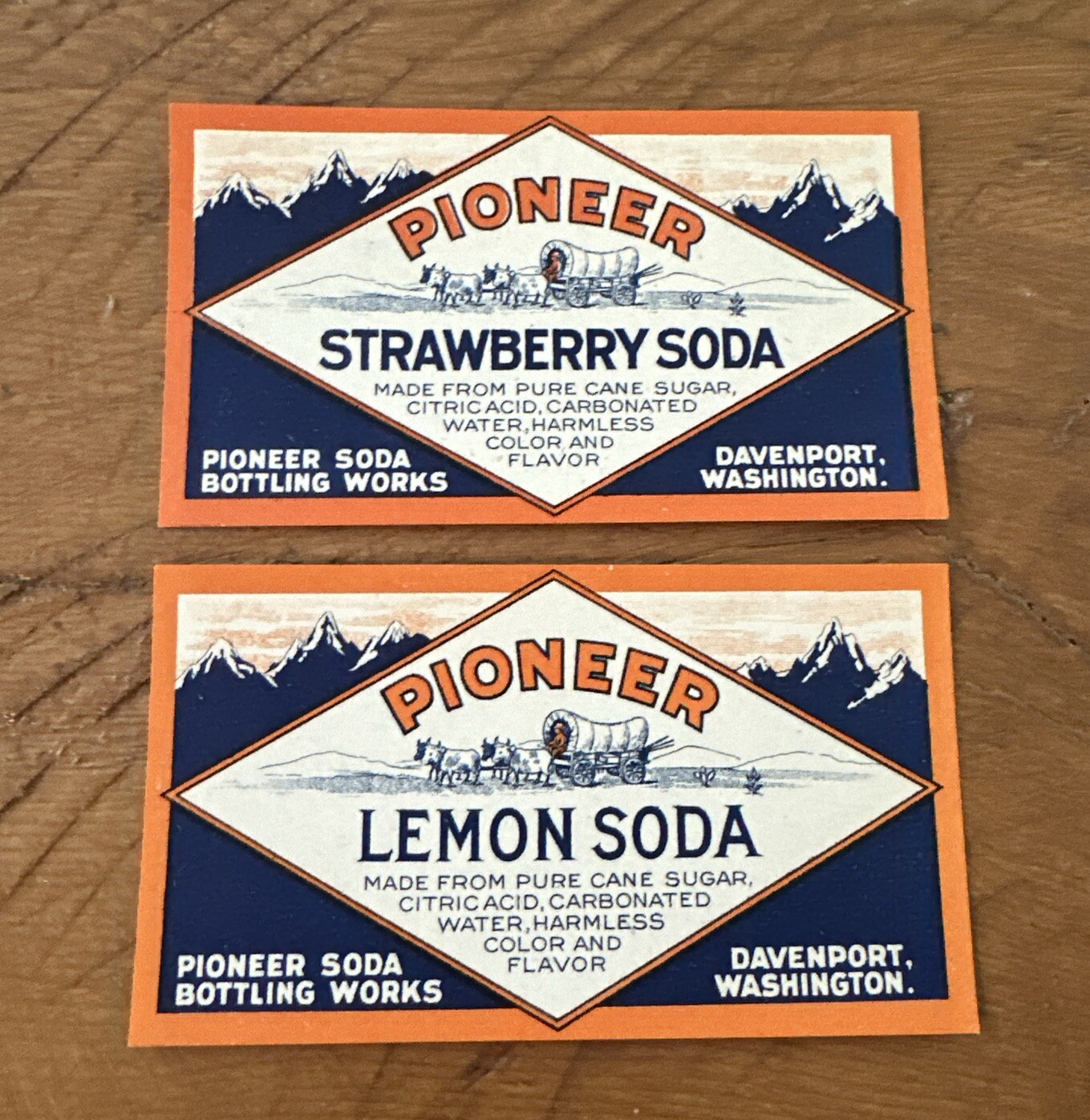 Lot of 2 Pioneer Soda Bottling Works Labels Davenport WA Lemon ...