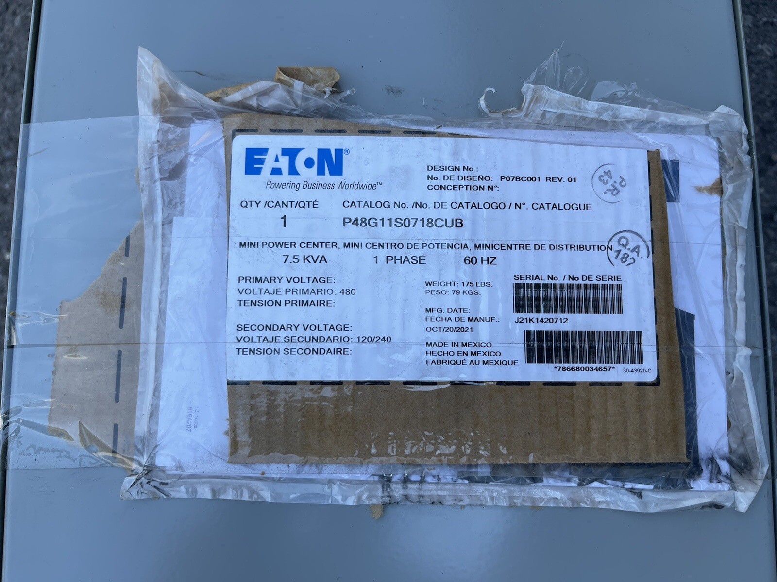 Eaton Mini Power Center 7.5 KVA 1 Phase 60 HZ P48G11S0718CUB - NEW | eBay