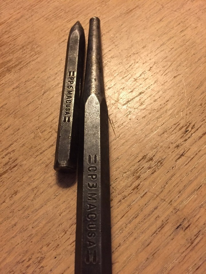Vintage Mac Tools USA 8-Piece Chisel-Punch Set Center Pin Flat Edge ...