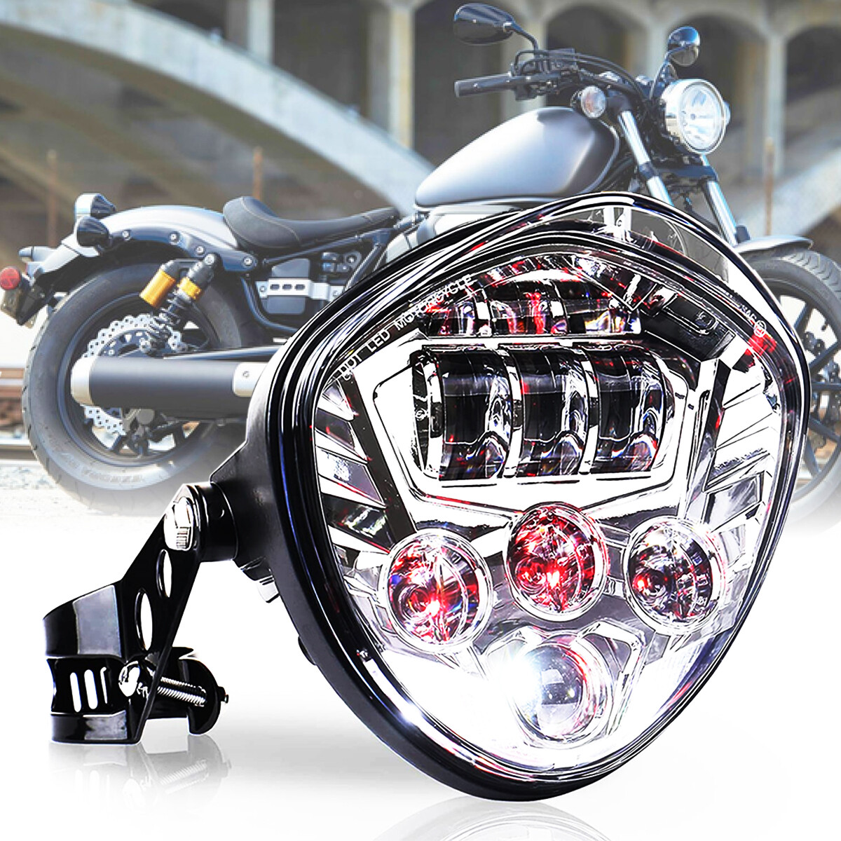 For Yamaha Star Bolt R-Spec V-Star Motorcycle 7" LED Headlight Hi/Lo w ...