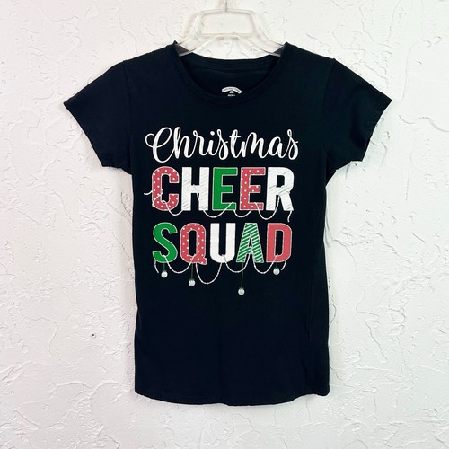 Christmas Cheer Squad Black Crewneck Short Sleeve Graphic T-shirt Size ...
