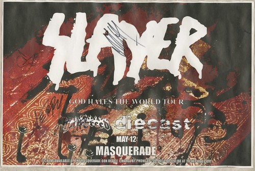 Slayer autographed gig poster Kerry King, Tom Araya, Jeff Hannerman | eBay