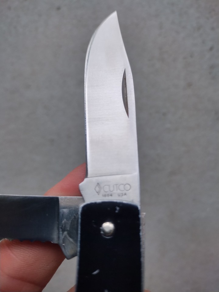 VINTAGE CUTCO 1884 "THE CLIFFS" AD. 2 BLADE FOLDING POCKET KNIFE BLACK ...