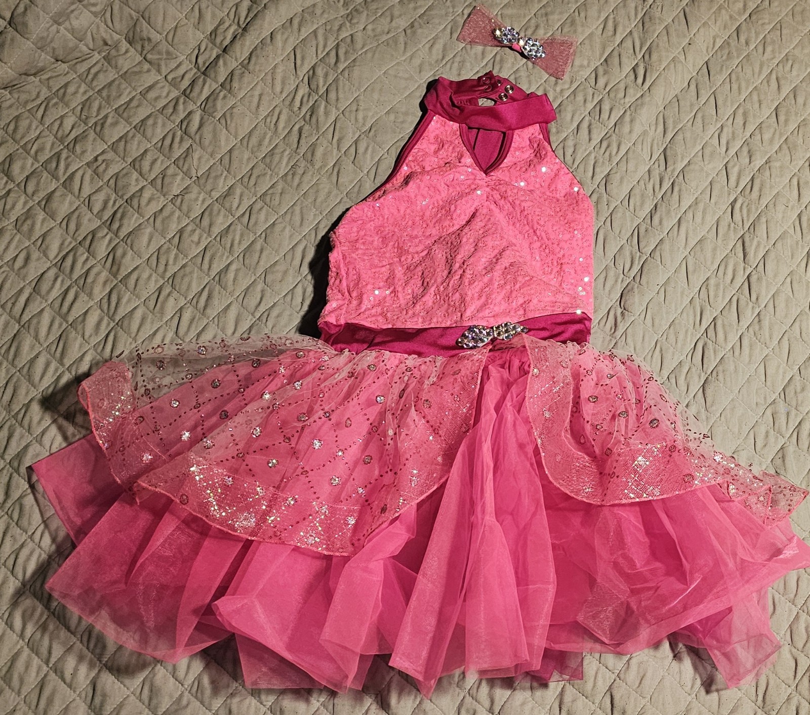 Weissman Dance Leotard Pink Sparkle Matching Bow Size… - Gem