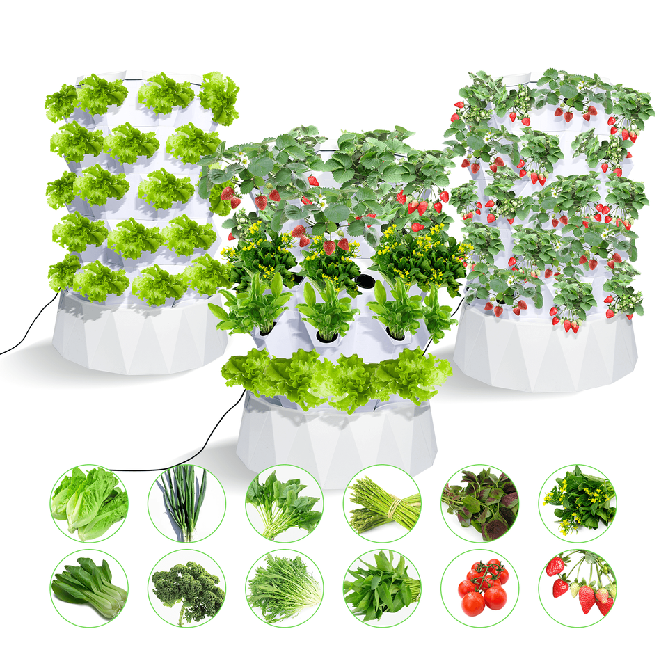 Aeroponics Growing Kit 40/80 Pots Vertical Hydroponics Garden Tower ...