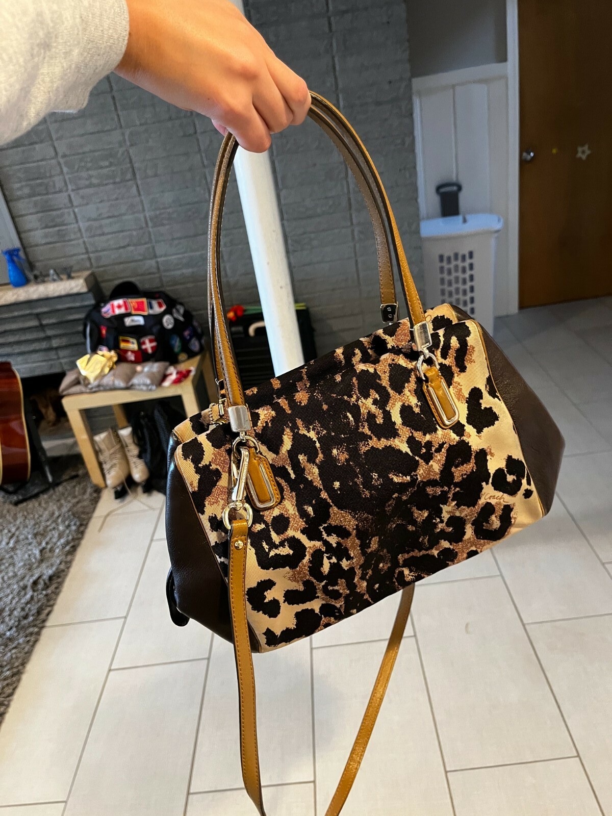 COACH Madison Small East West Ocelot Leather and Canv… - Gem