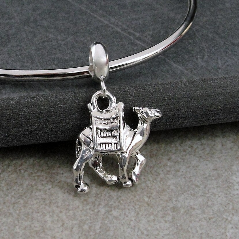 Silver Camel Dangle Charm - Desert Camel Charm fits European Bracelets ...