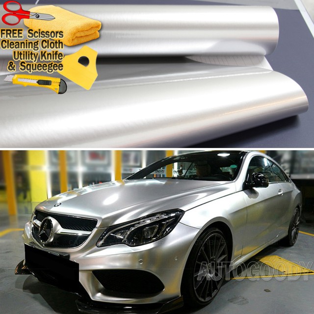 72" x 60" Super Gloss Metallic Silver Vinyl Film Wrap Air Bubble Free ...