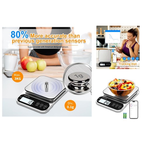 Digital Kitchen Scale with Tare Function & Nutritional Tracking App ...