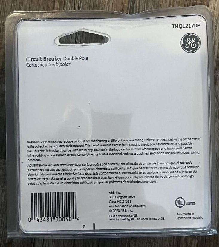 GE 70 Amp 2 in. Double-Pole Circuit Breaker THQL2170P | eBay