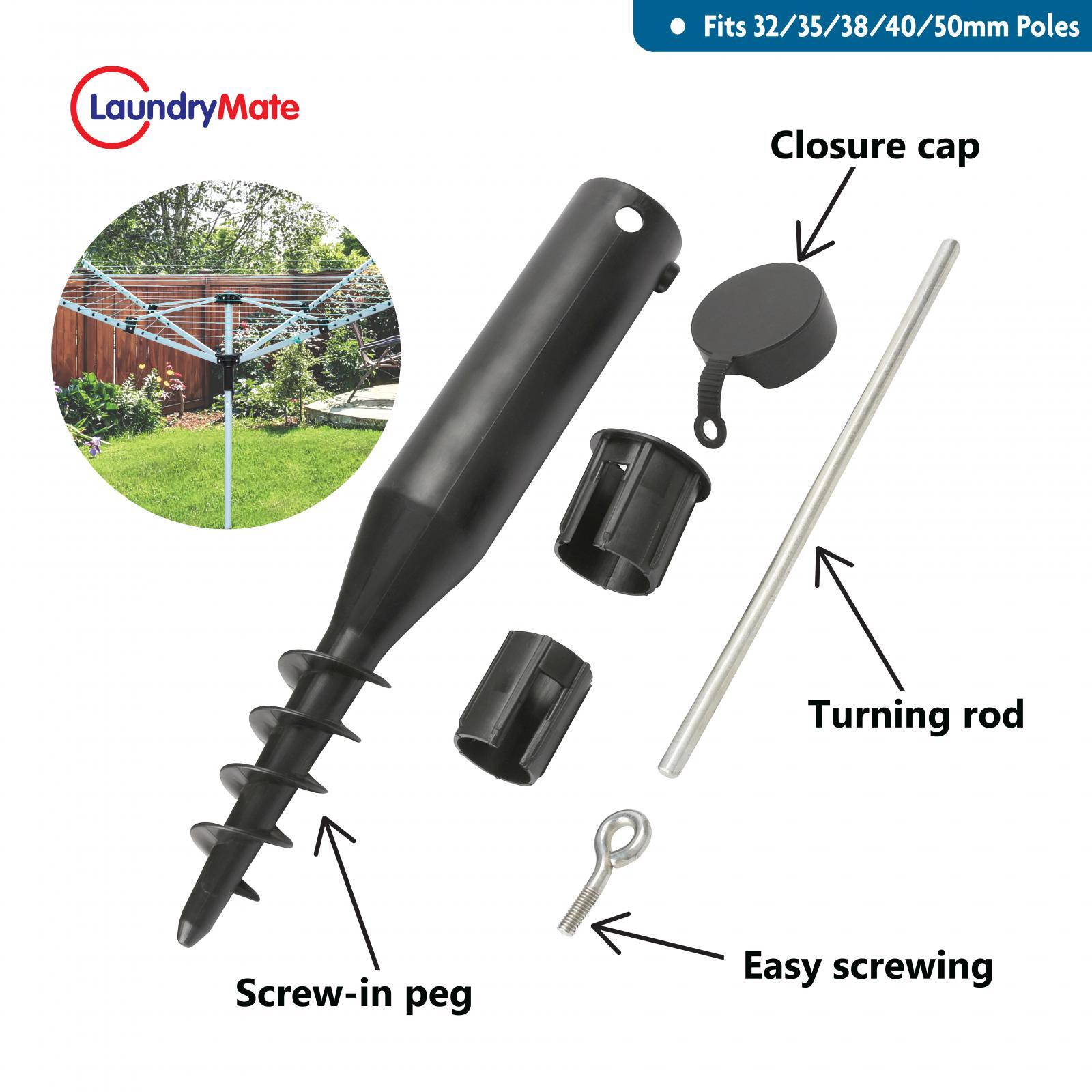 Screw In Ground Spike Rotary Airer Parasol Clothes Washing Line Anchor ...