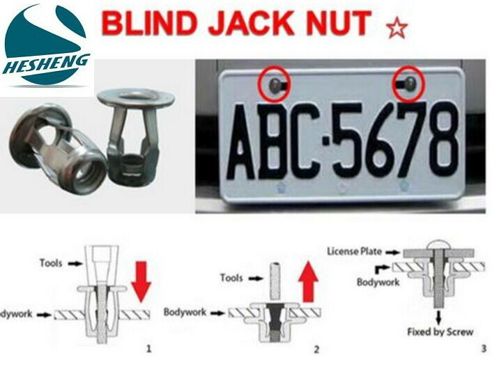 Qty 50 M6 Zinc Plated Steel Blind Jack Nut Threaded Insert Nuts ...